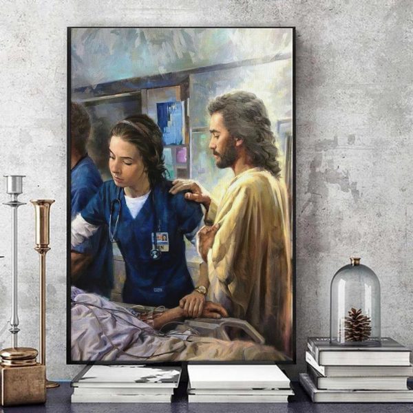 Jesus and nurse nursing hero Christian religious poster - Emilyshirt ...