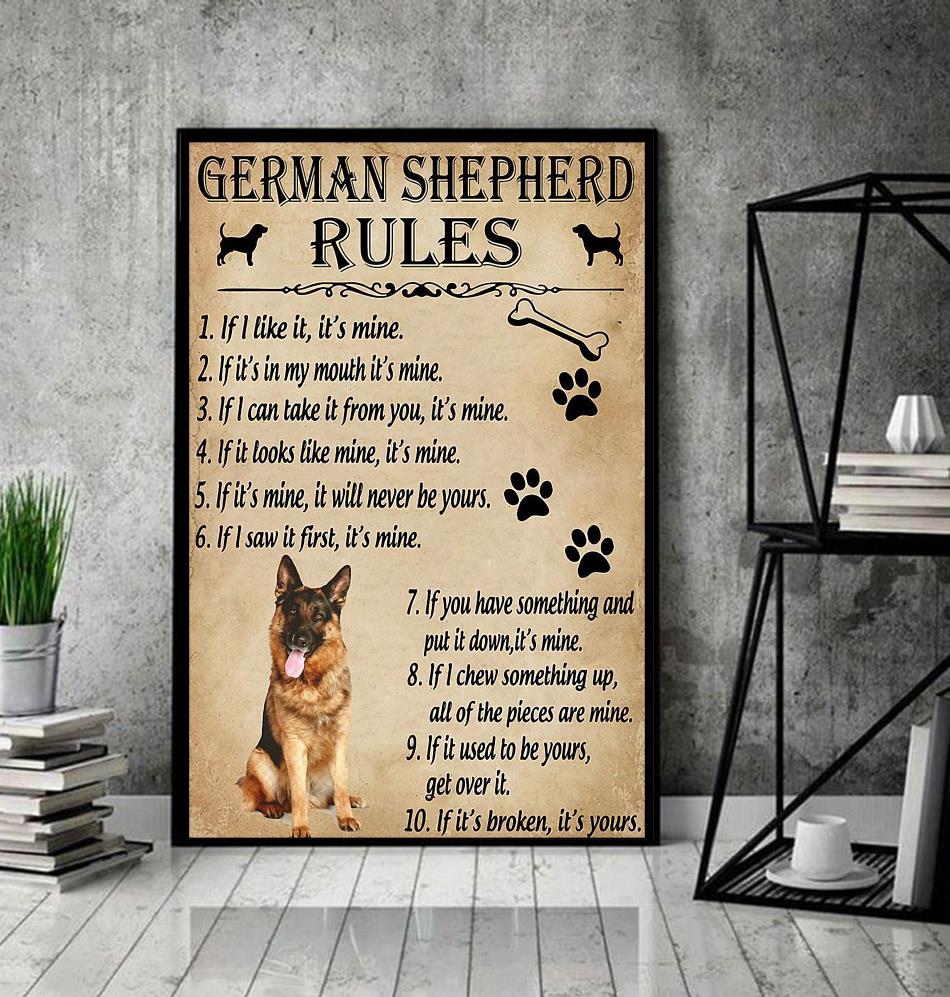 German Shepherd rules poster canvas