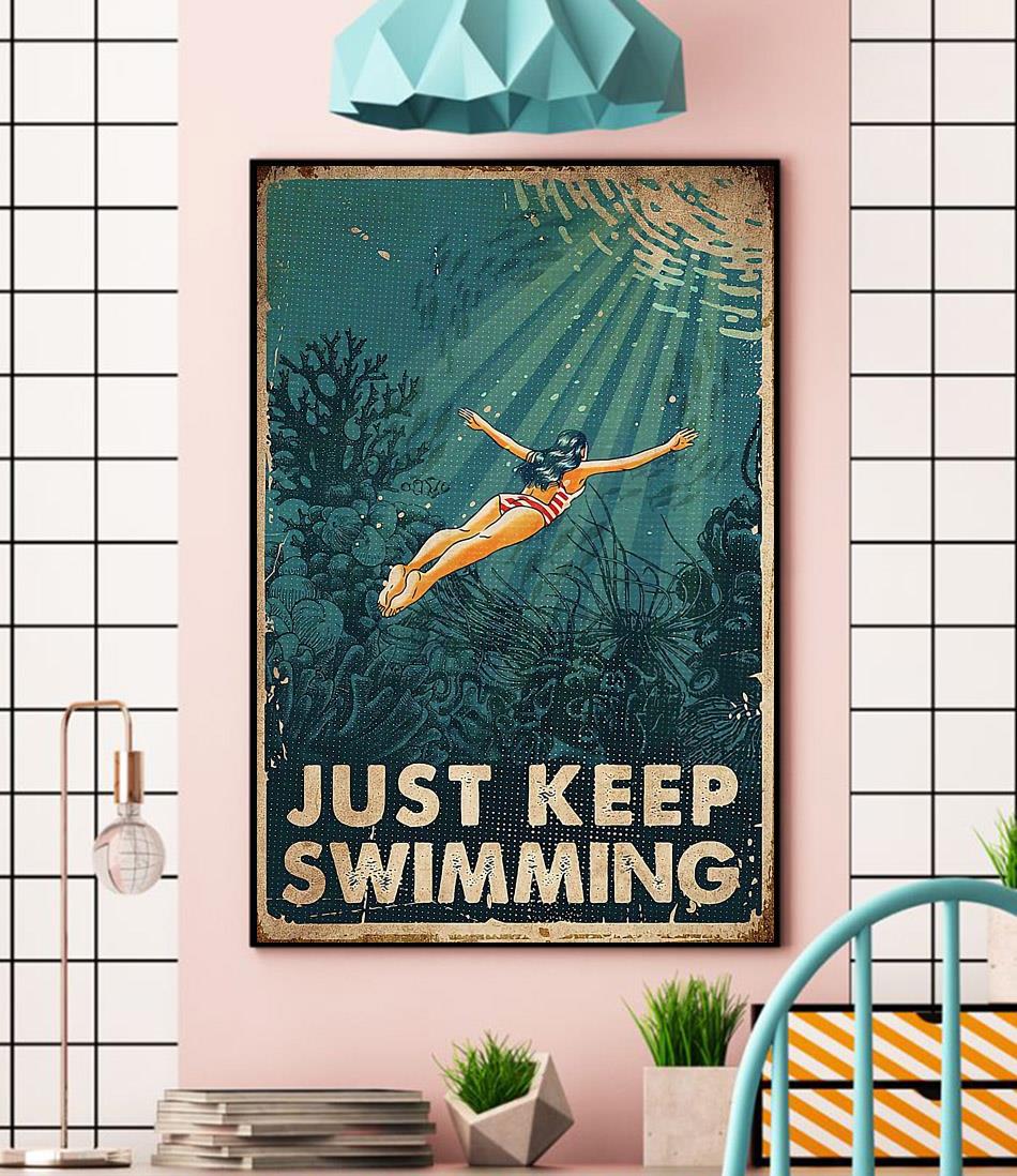 Mermaid just keep swimming poster - Emilyshirt American Trending shirts