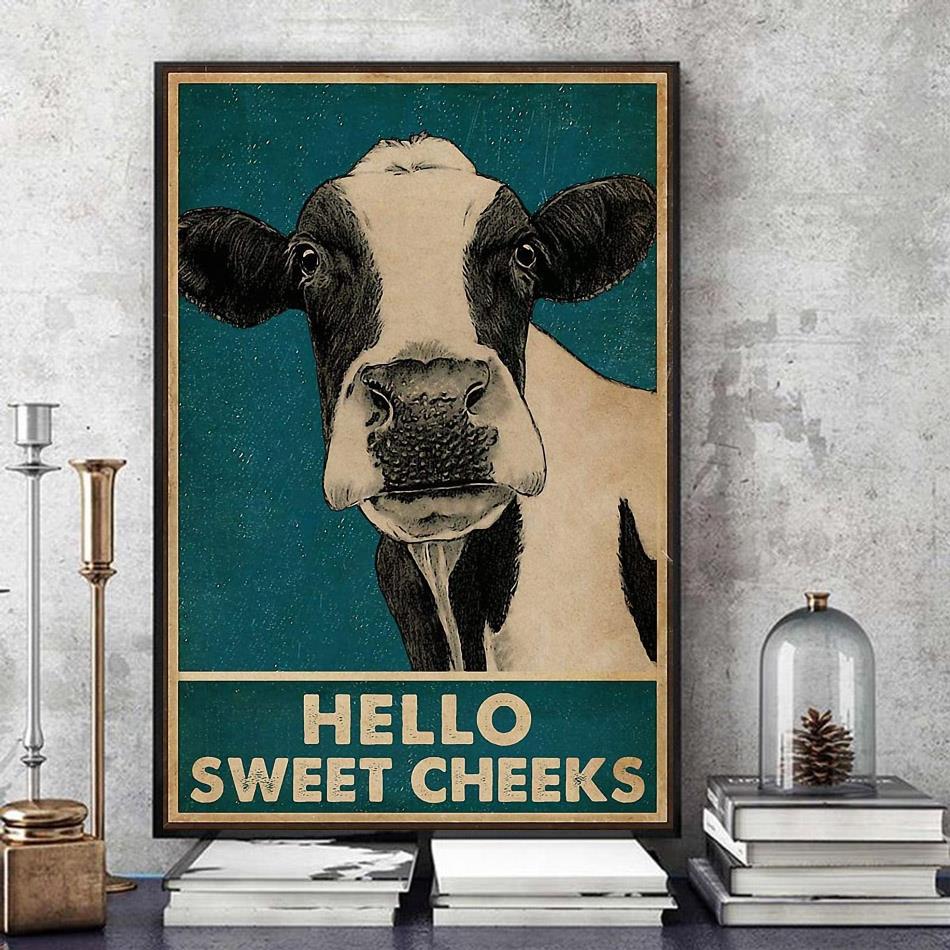 Retro hello sweet cheeks cow canvas - Emilyshirt American Trending shirts