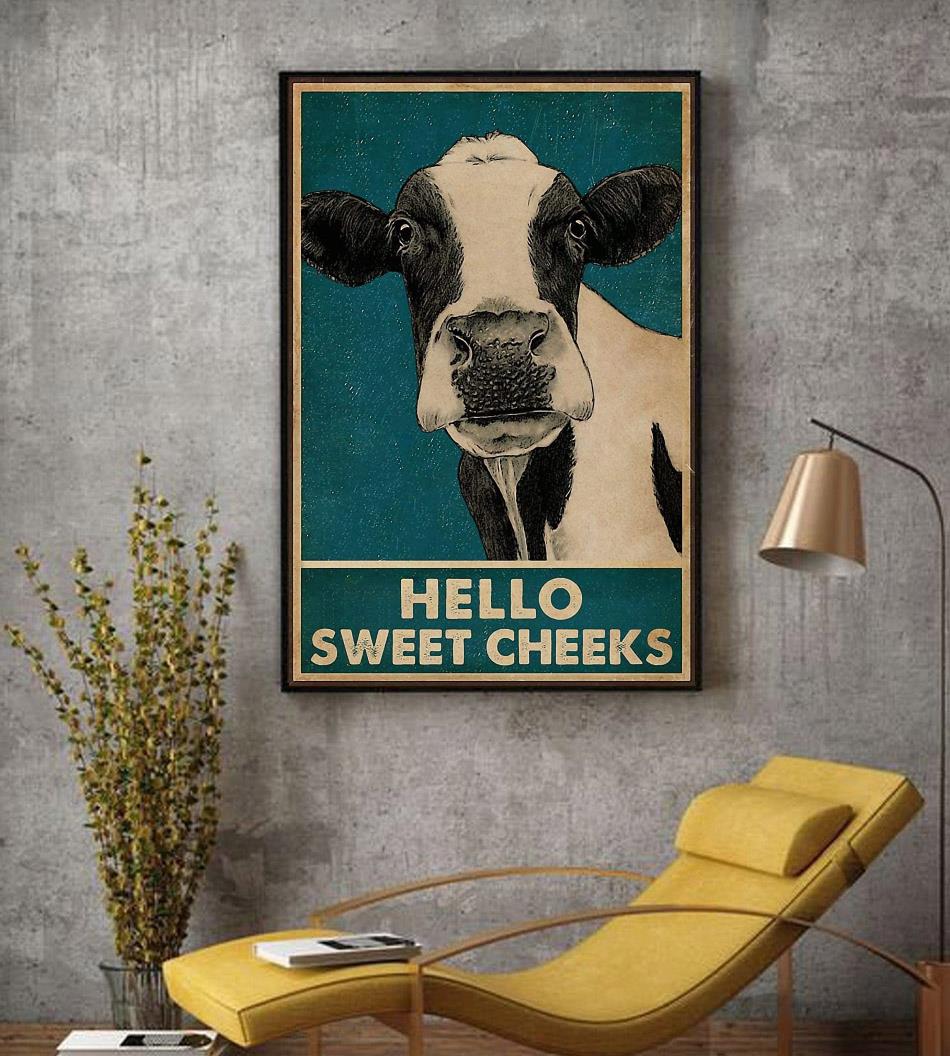 Retro hello sweet cheeks cow canvas - Emilyshirt American Trending shirts