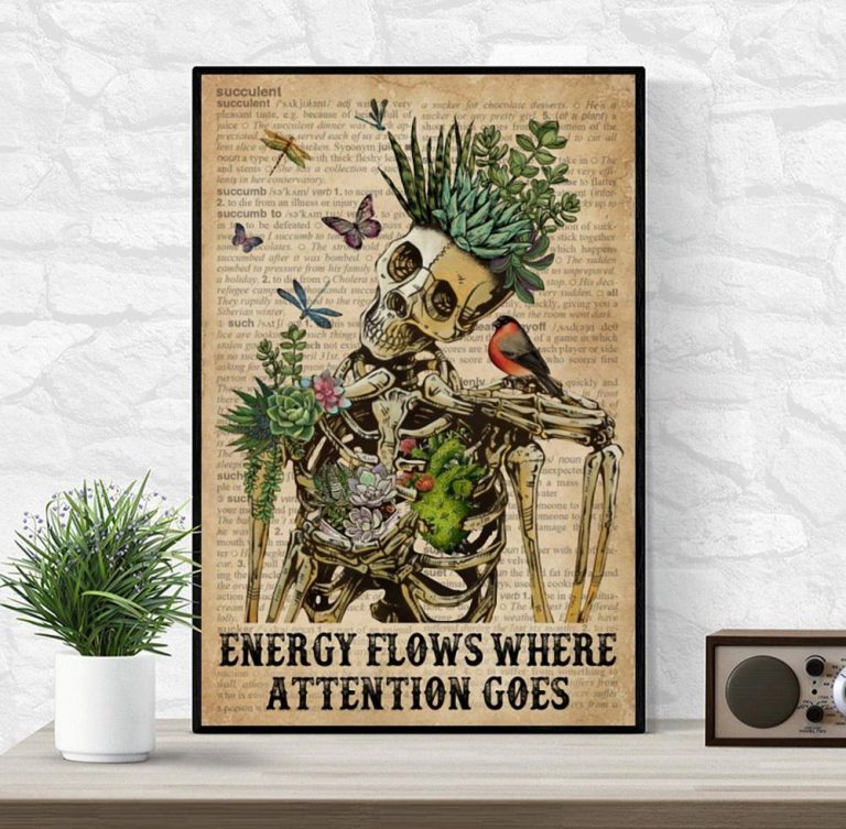 Skeleton Succulent energy flows where attention goes poster ...